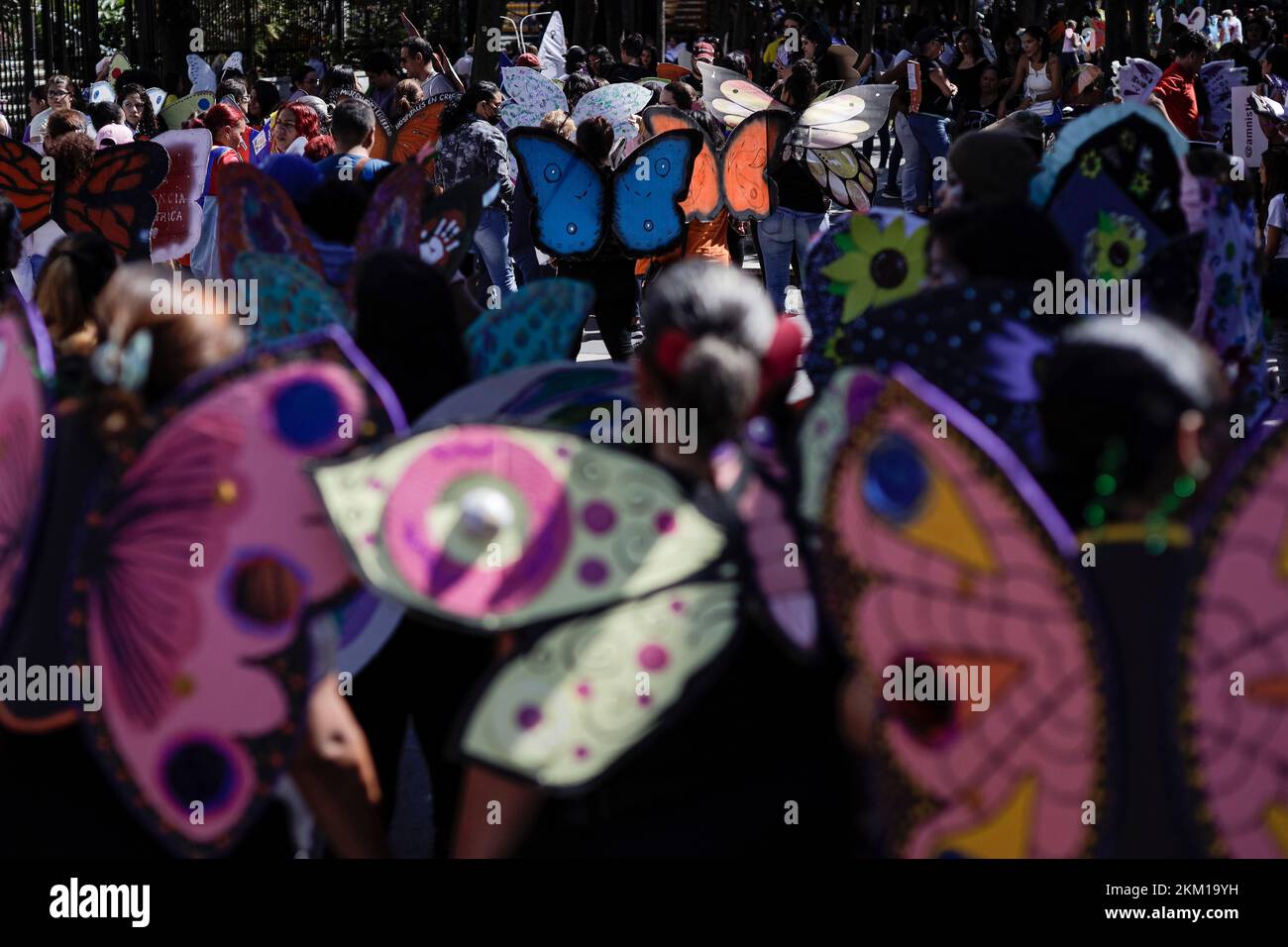 Caracas, Venezuela. 25th Nov, 2022. Hundreds of women with butterfly ...