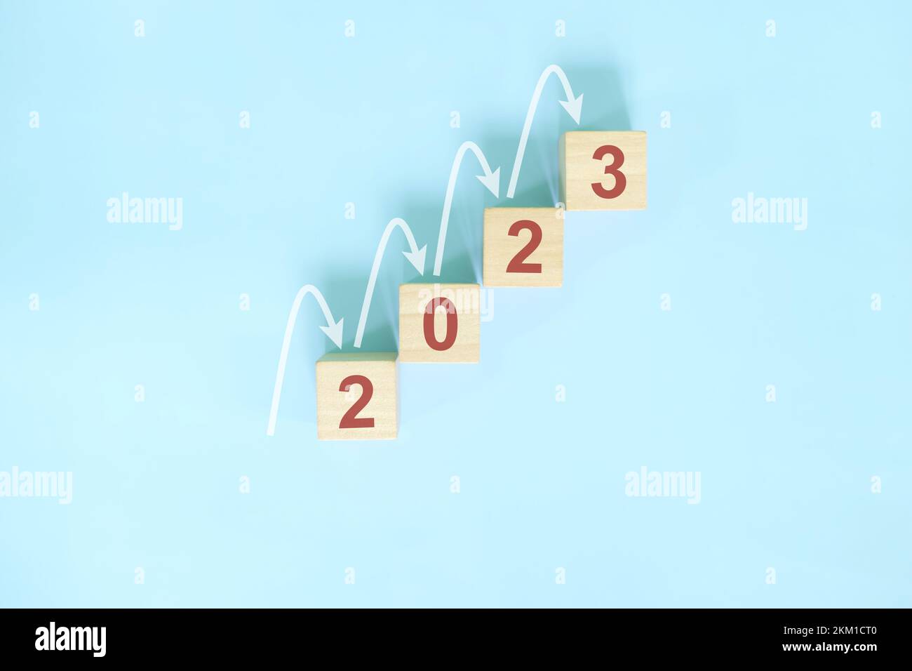 New year 2023 ladder of success, positive outlook and step by step or ...