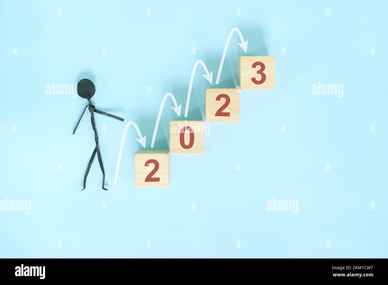 New year 2023 ladder of success, positive outlook and step by step or ...
