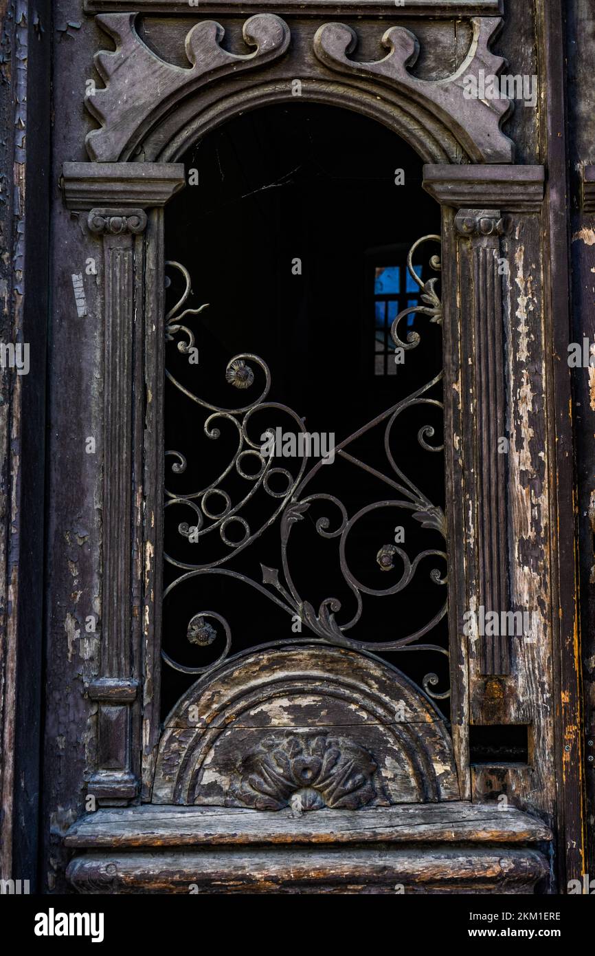 Old door with carving iron decorations in Tbilisi's Old town, capital ...