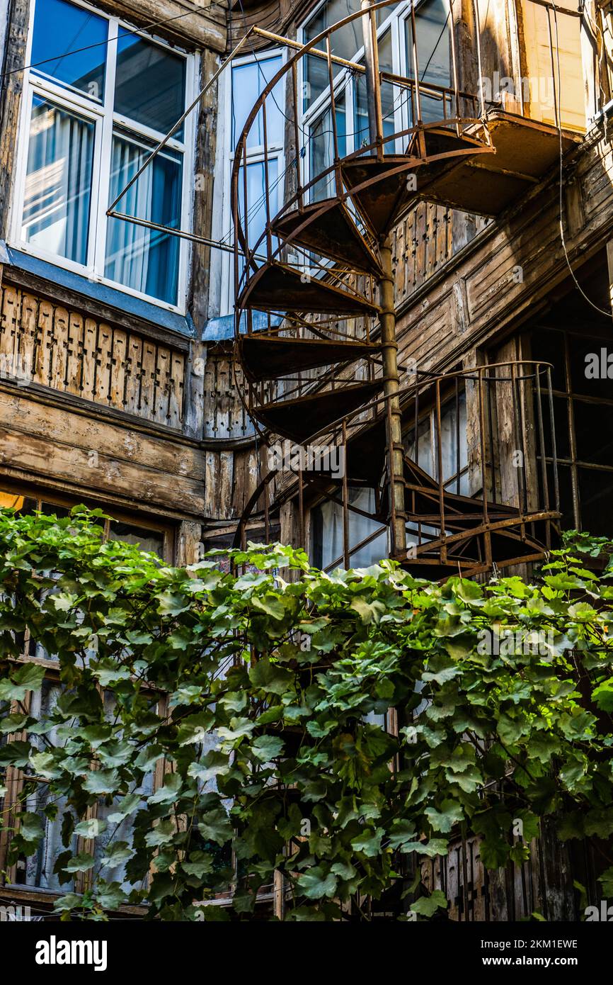 Traditional carving wooden balconies of Tbilisi's old town houses ...