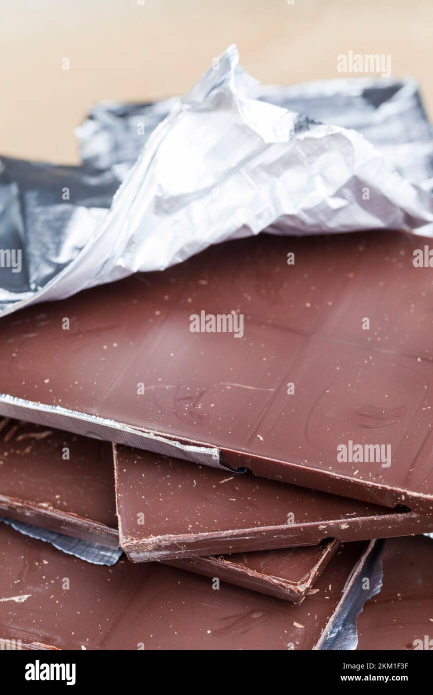chocolate bar with a lot of cocoa, chocolate made from cocoa, sugar and ...