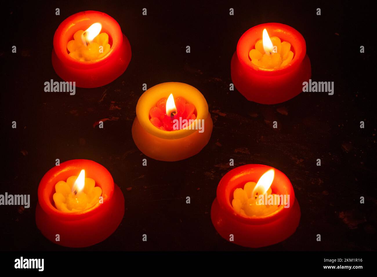 Burning Candles Against Black Background during diwali festival Stock ...