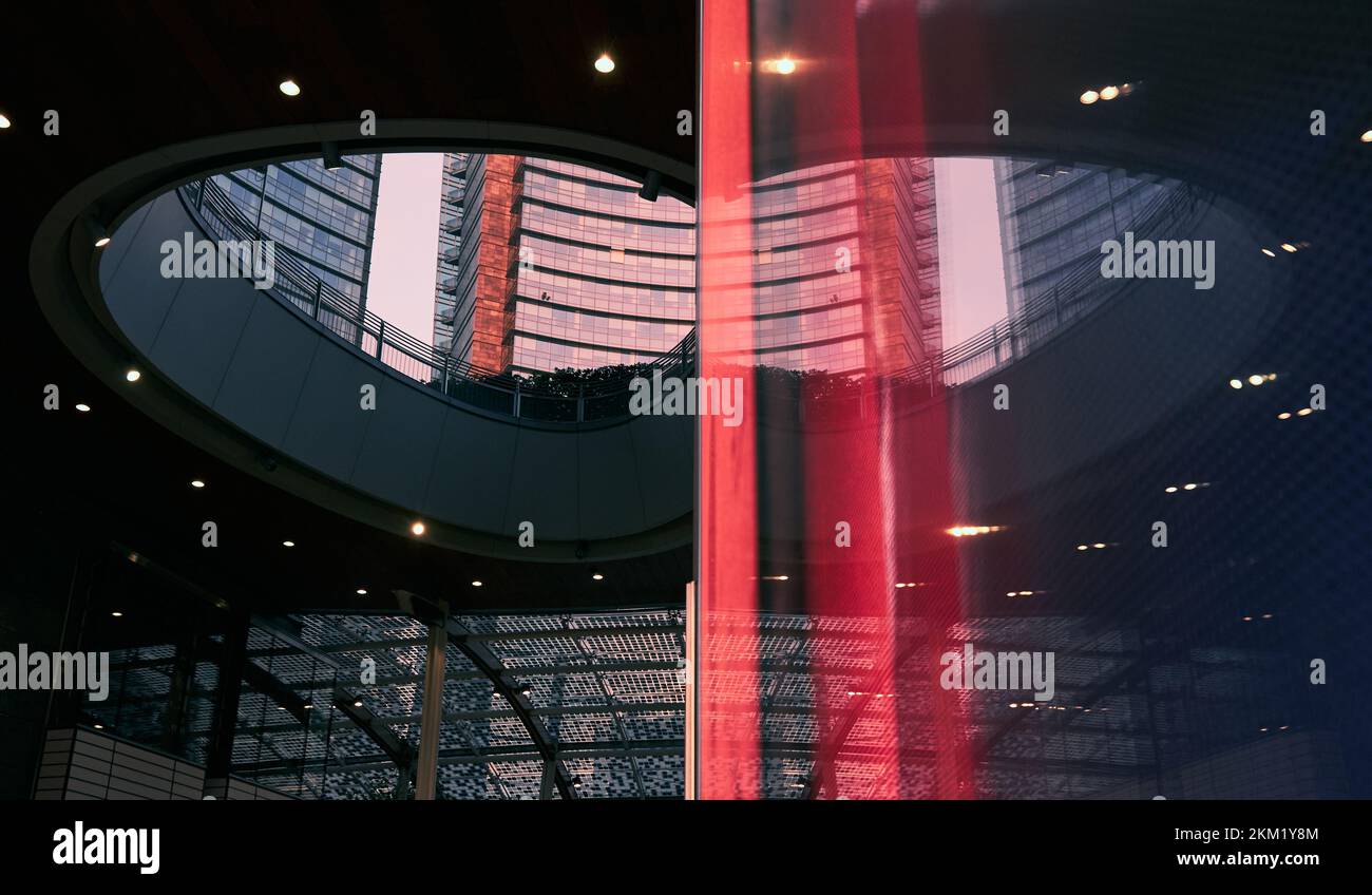 Modern abstract buildings in the square of Gae Aulenti, in Milan ...