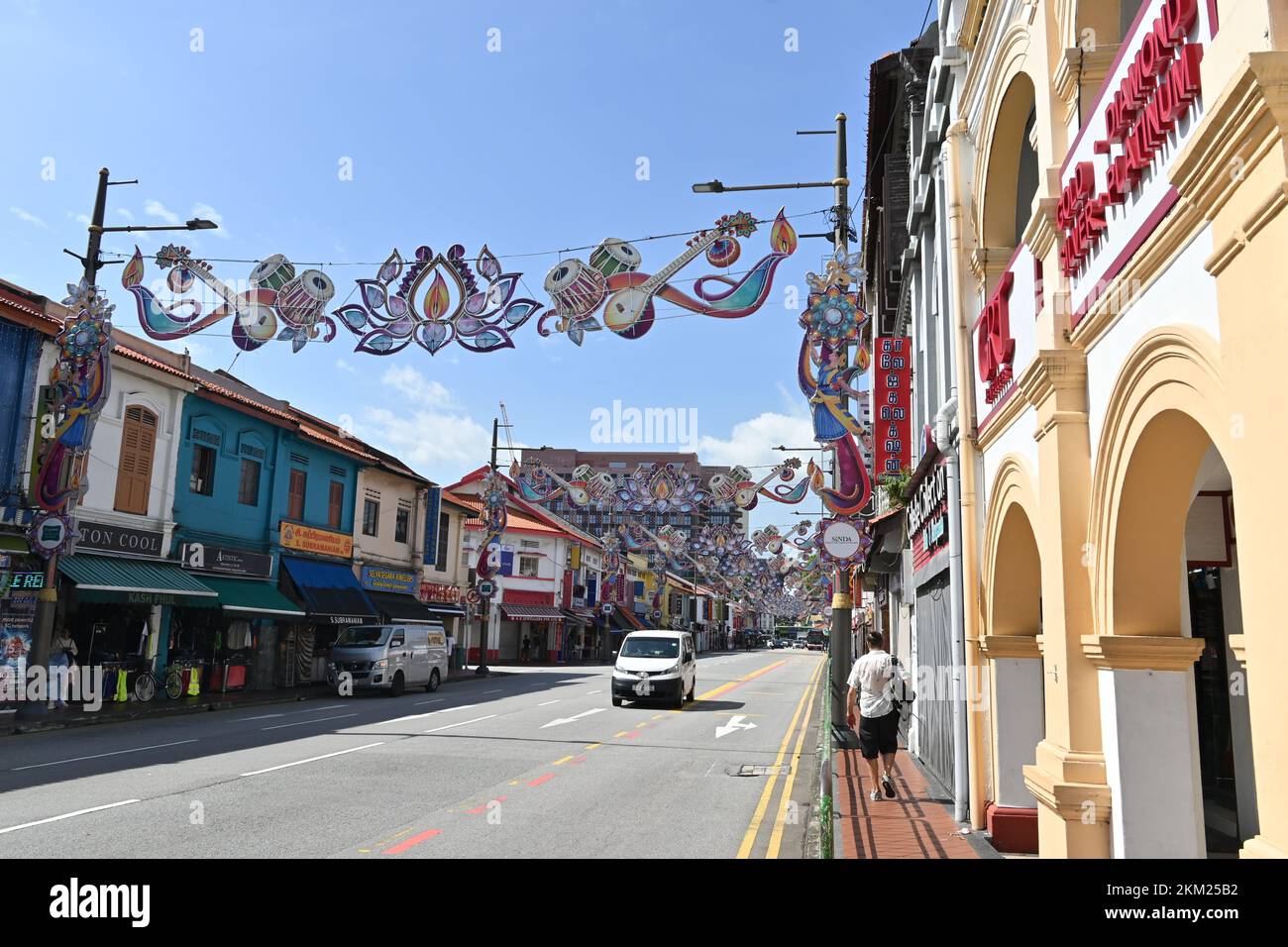 Colorful street decorations in Little India district in Singapore Stock ...