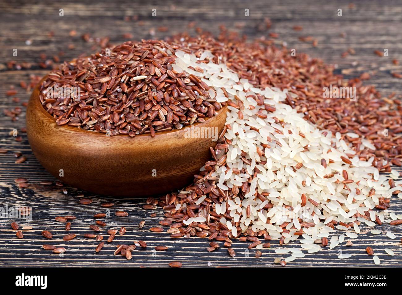 mixed rice of several types before cooking, mixed steamed rice and ...