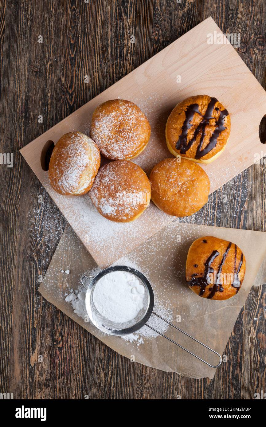 fried in oil Berlin donuts with stuffing, dessert of delicious and ...