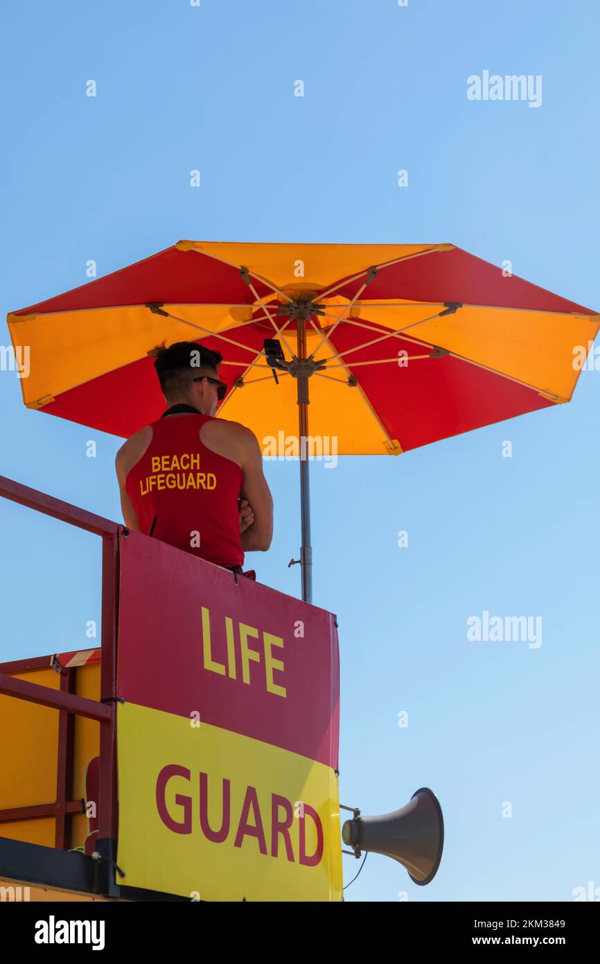 England, East Sussex, Brighton, Brighton Beach Lifeguard Tower Stock ...