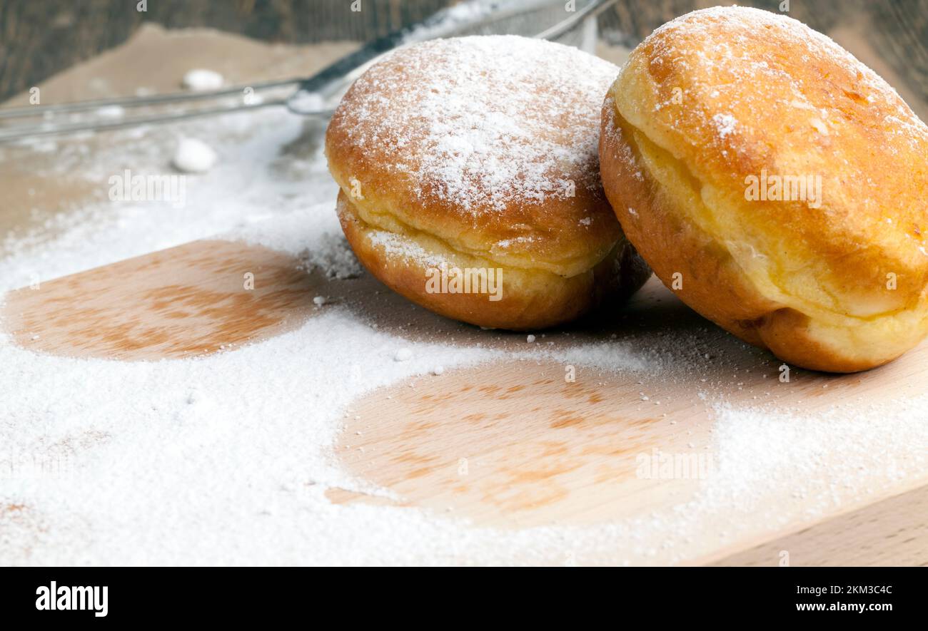 fried in oil Berlin donuts with stuffing, dessert of delicious and ...