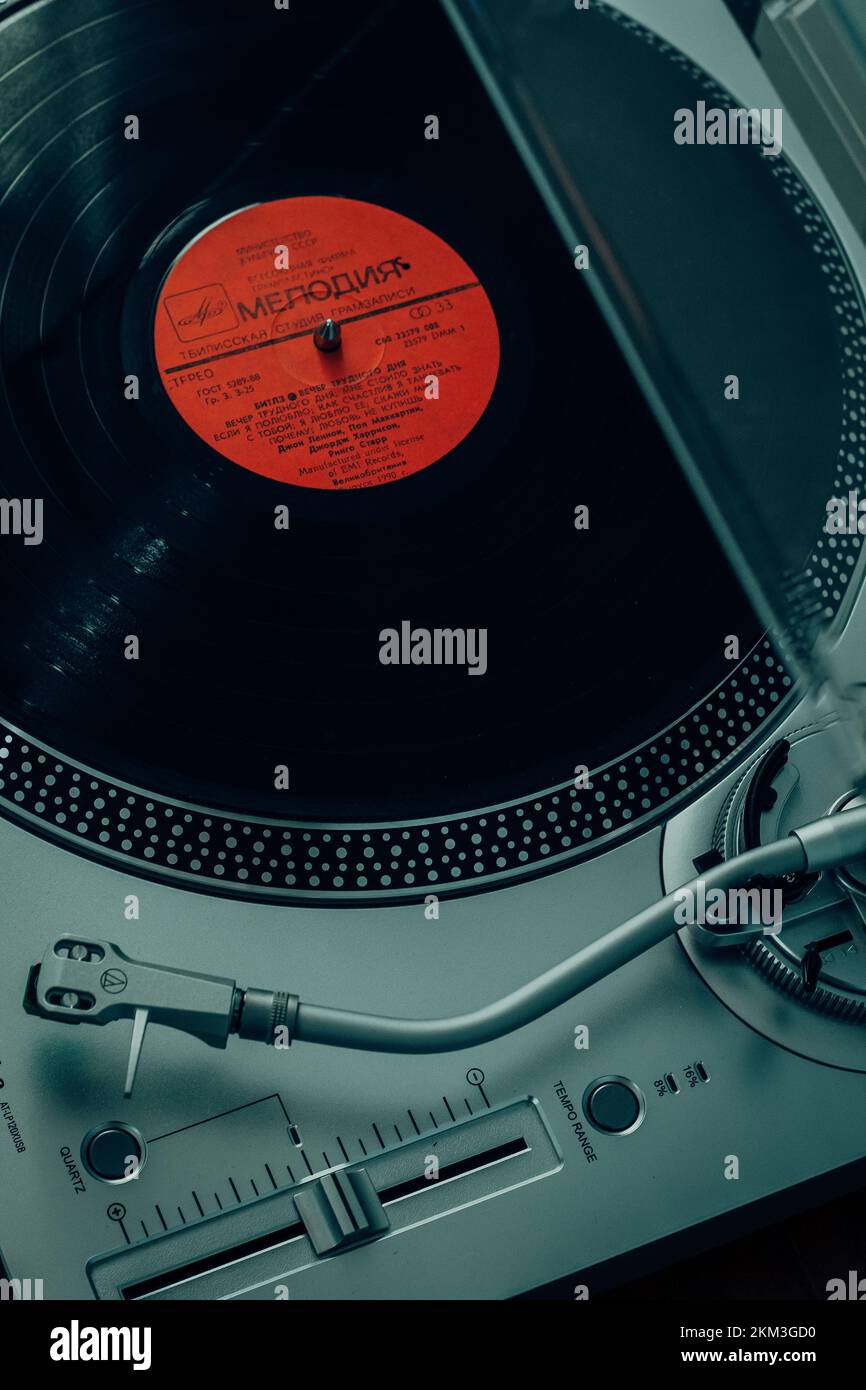 A Russian vinyl of the Beatles band on a turntable Stock Photo - Alamy