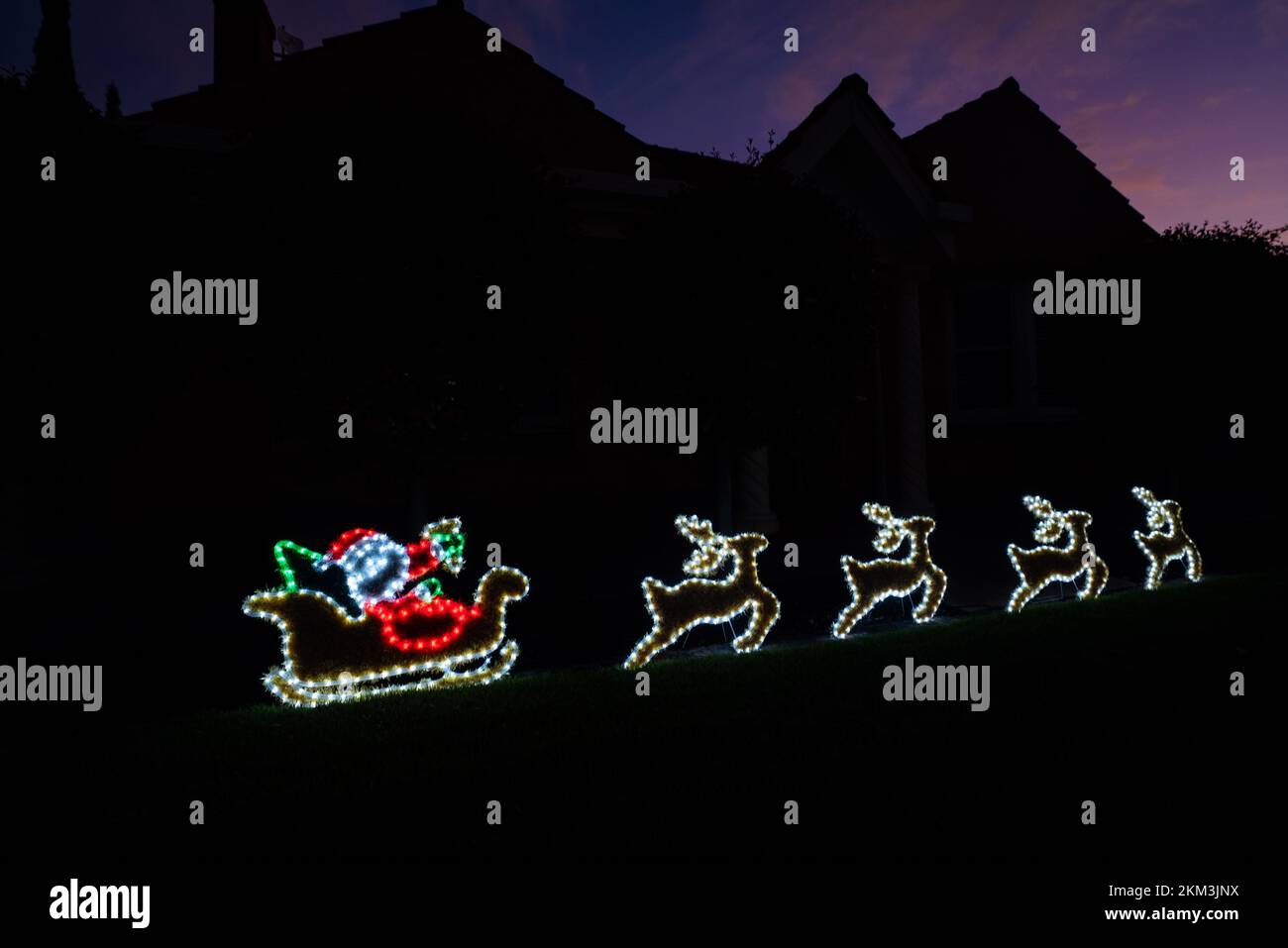 Adelaide, Australia. 26 November 2022. A Santa Claus on a sleigh and ...