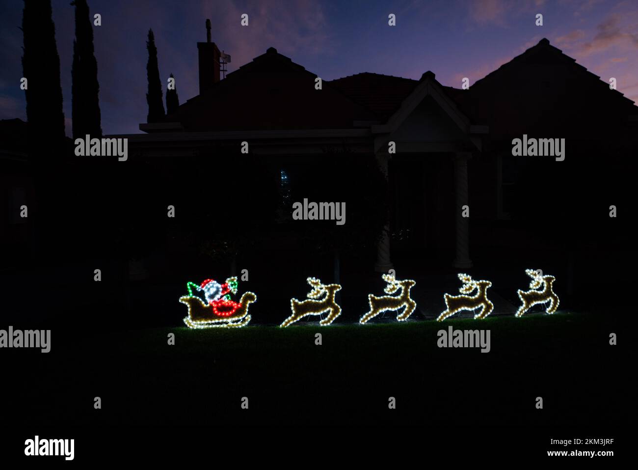 Adelaide, Australia. 26 November 2022. A Santa Claus on a sleigh and ...