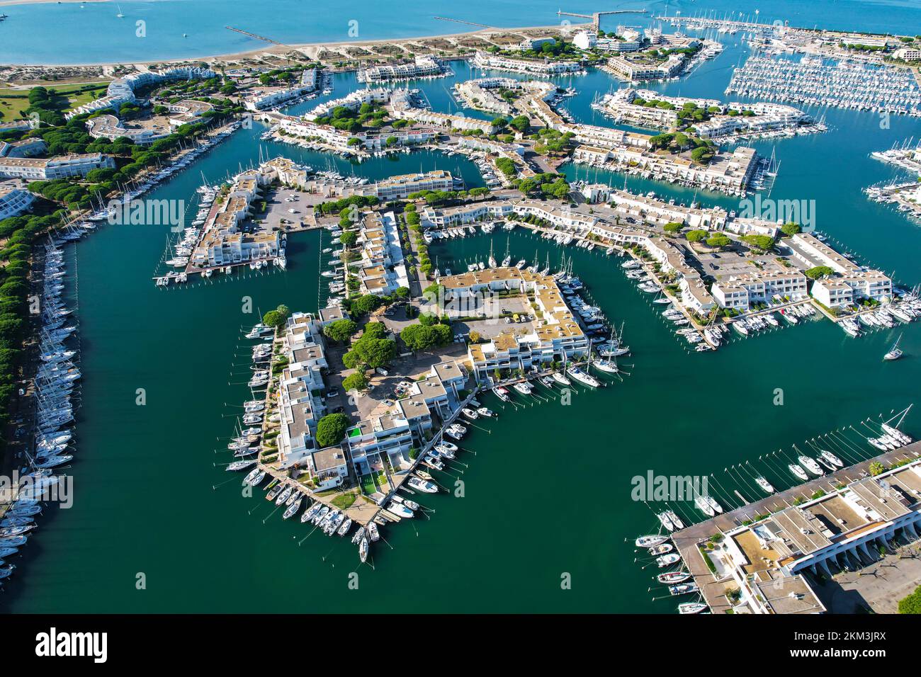 Aerial view of the impressive marina of Port Camargue. One of the most ...