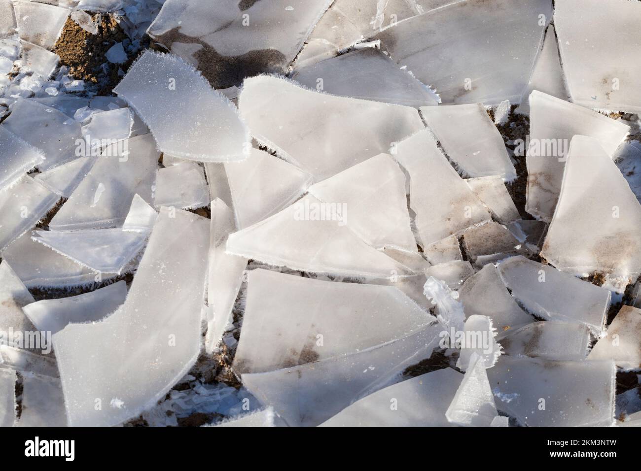 a thick layer of ice formed on the territory of the field after rains ...