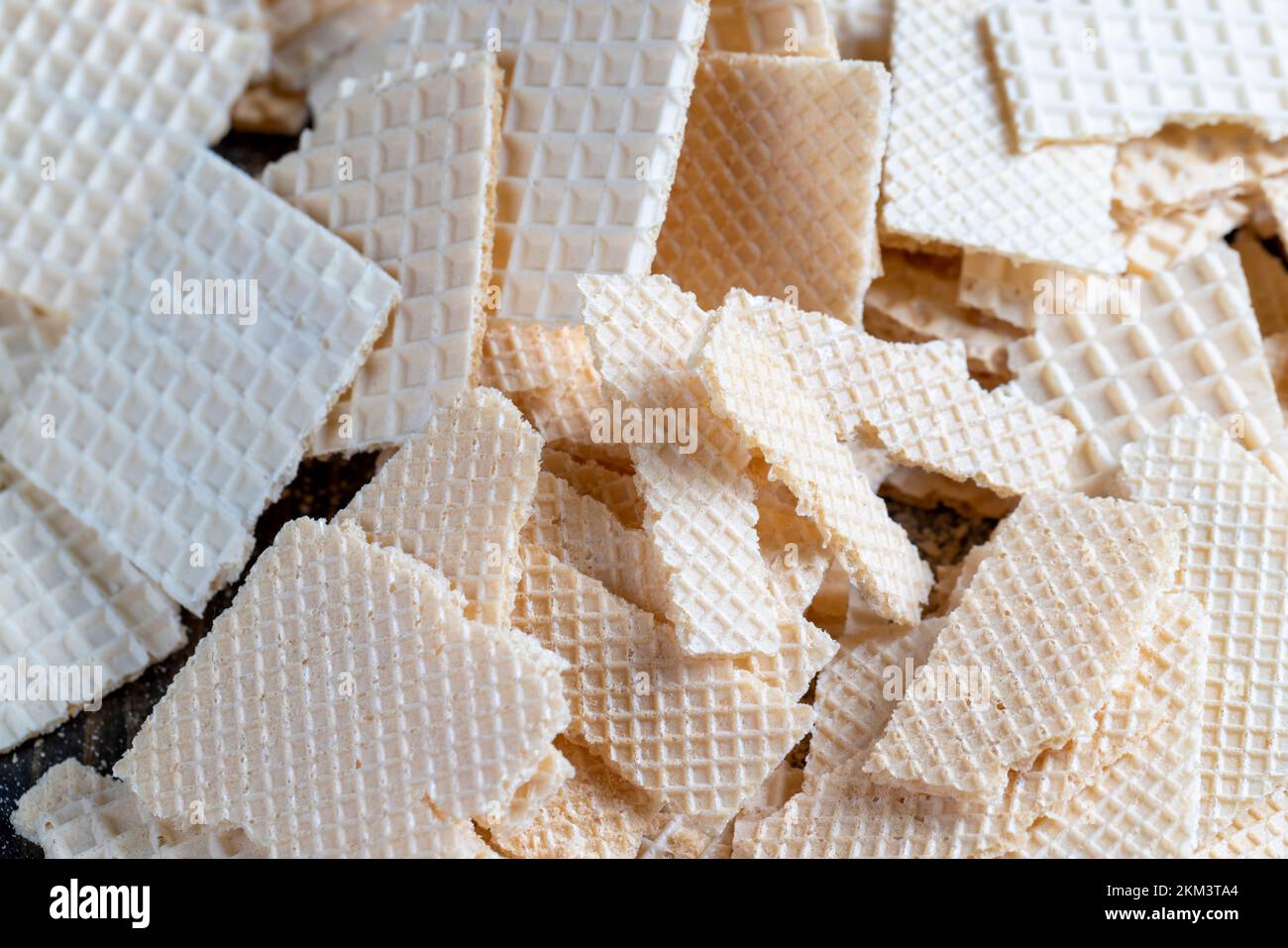 thin crispy waffles made of wheat flour, eggs and sugar, thin wheat ...