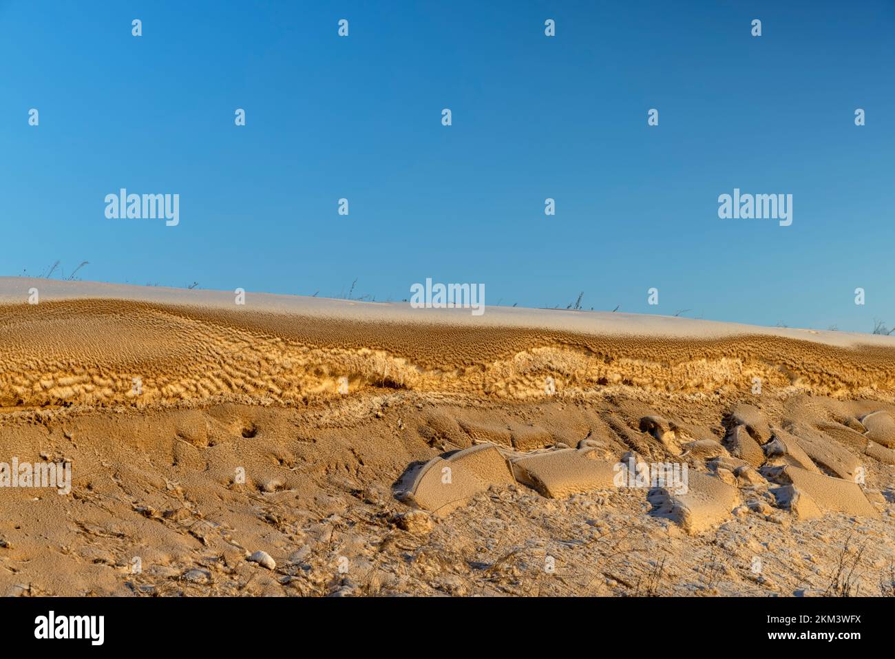 snow covered with a thick layer of dirt and dust in the winter season ...
