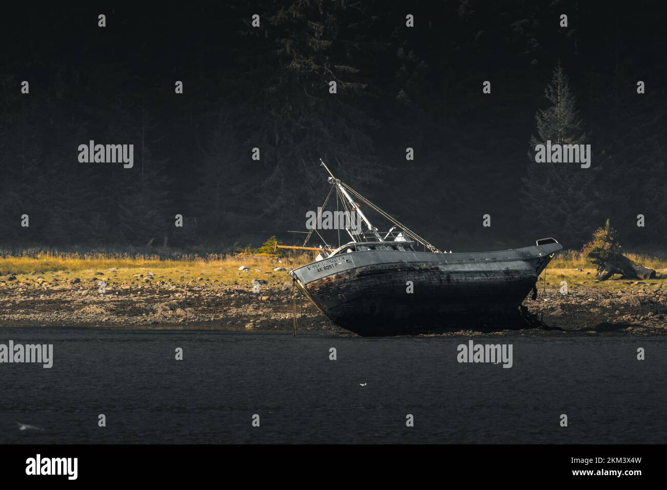 An old Shipwreck on Baranoff Island in the inside passage of Alaska ...