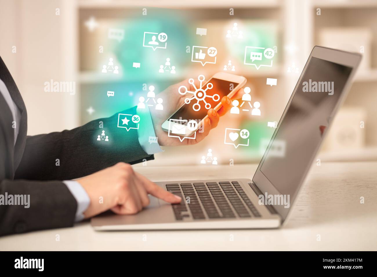 Young person surfing on social media network Stock Photo - Alamy