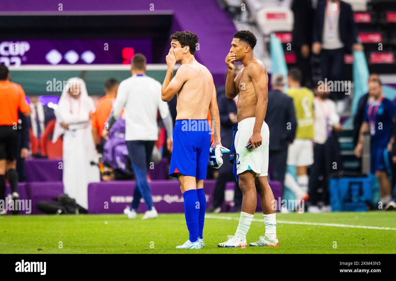 Doha, Qatar. 25th Nov, 2022. Giovanni Reyna (USA), Jude Bellingham ...
