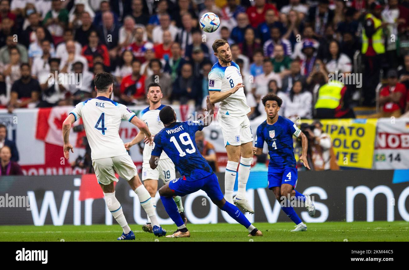 Doha, Qatar. 25th Nov, 2022. Jordan Henderson (England), Haji Wright ...