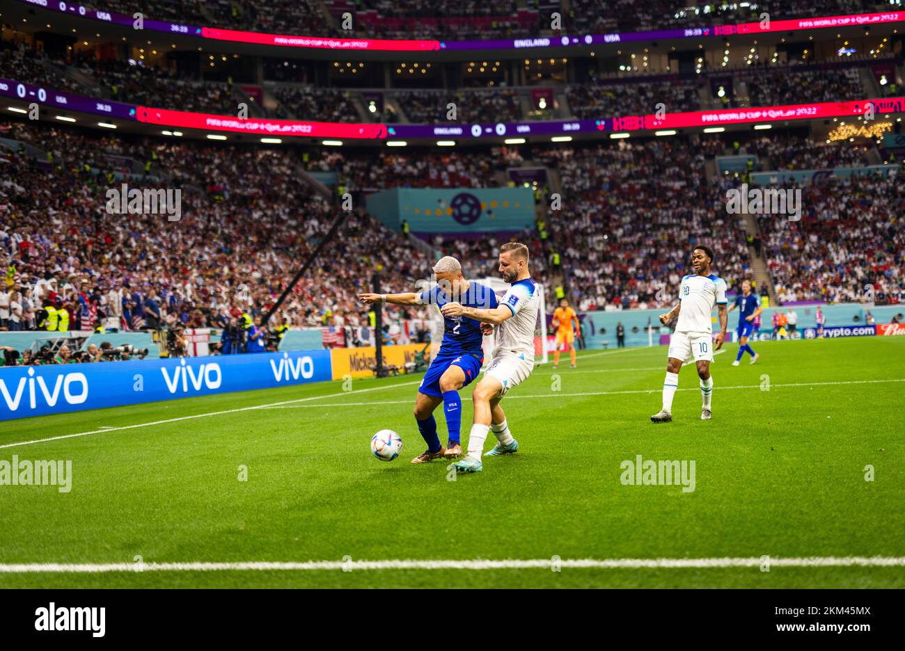 Doha, Qatar. 25th Nov, 2022. Sergino Dest (USA), Luke Shaw (England ...