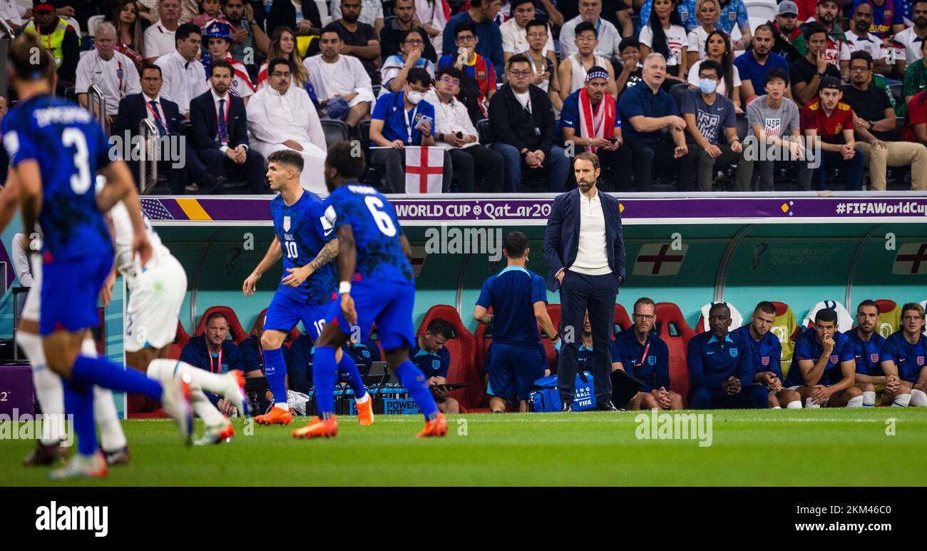 Doha, Qatar. 25th Nov, 2022. Trainer Gareth Southgate (England) England ...