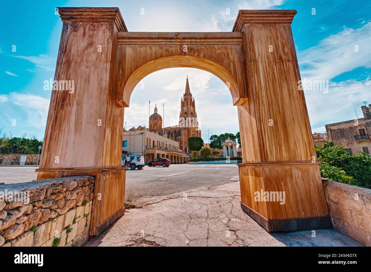 The famous Ghajnsielem Parish Church in Gozo Island, Malta Stock Photo ...