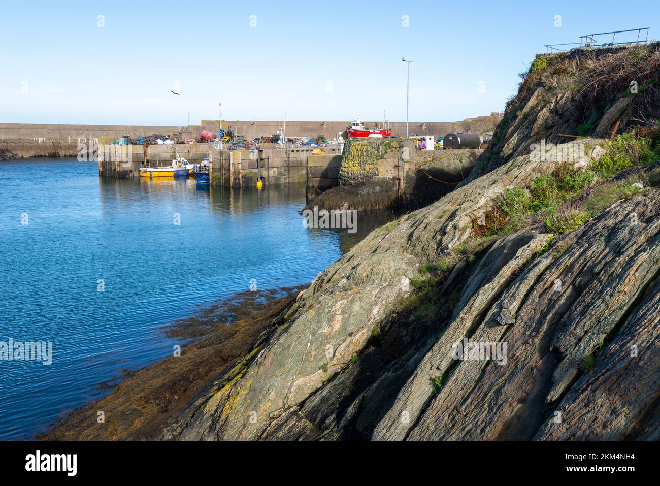 Historic fishing harbour at Amlwch on the coast of Anglesey, North ...