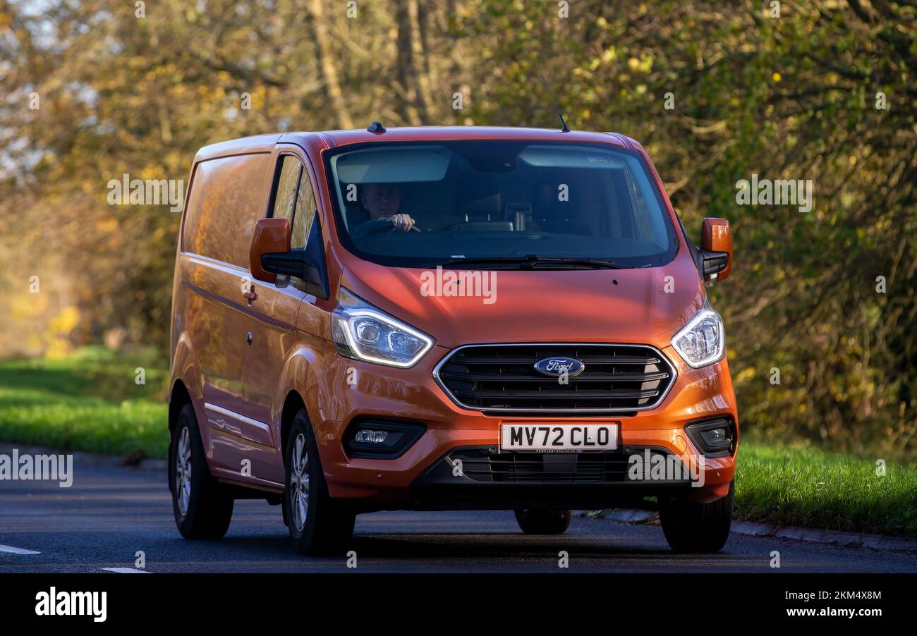 2022 orange diesel Ford Transit CUSTOM 320LEADER EBLUE van Stock Photo ...