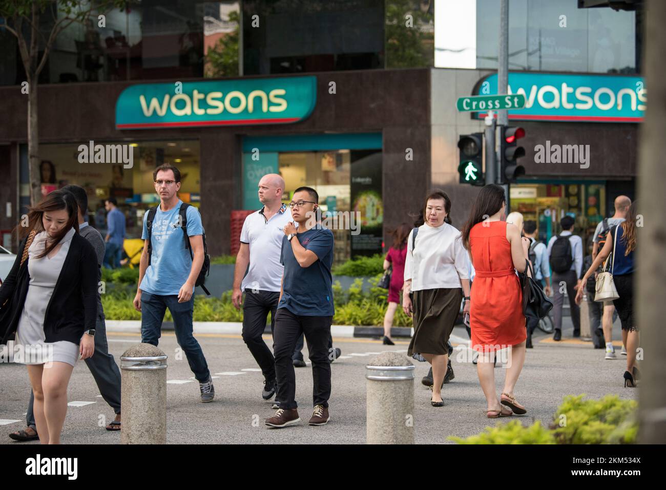 Singapore City, Singapore - September 08, 2019: At the end of the working day office workers ...
