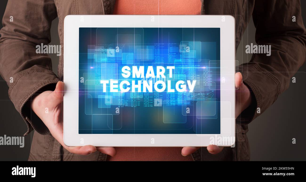 Person holding tablet, technology concept Stock Photo - Alamy