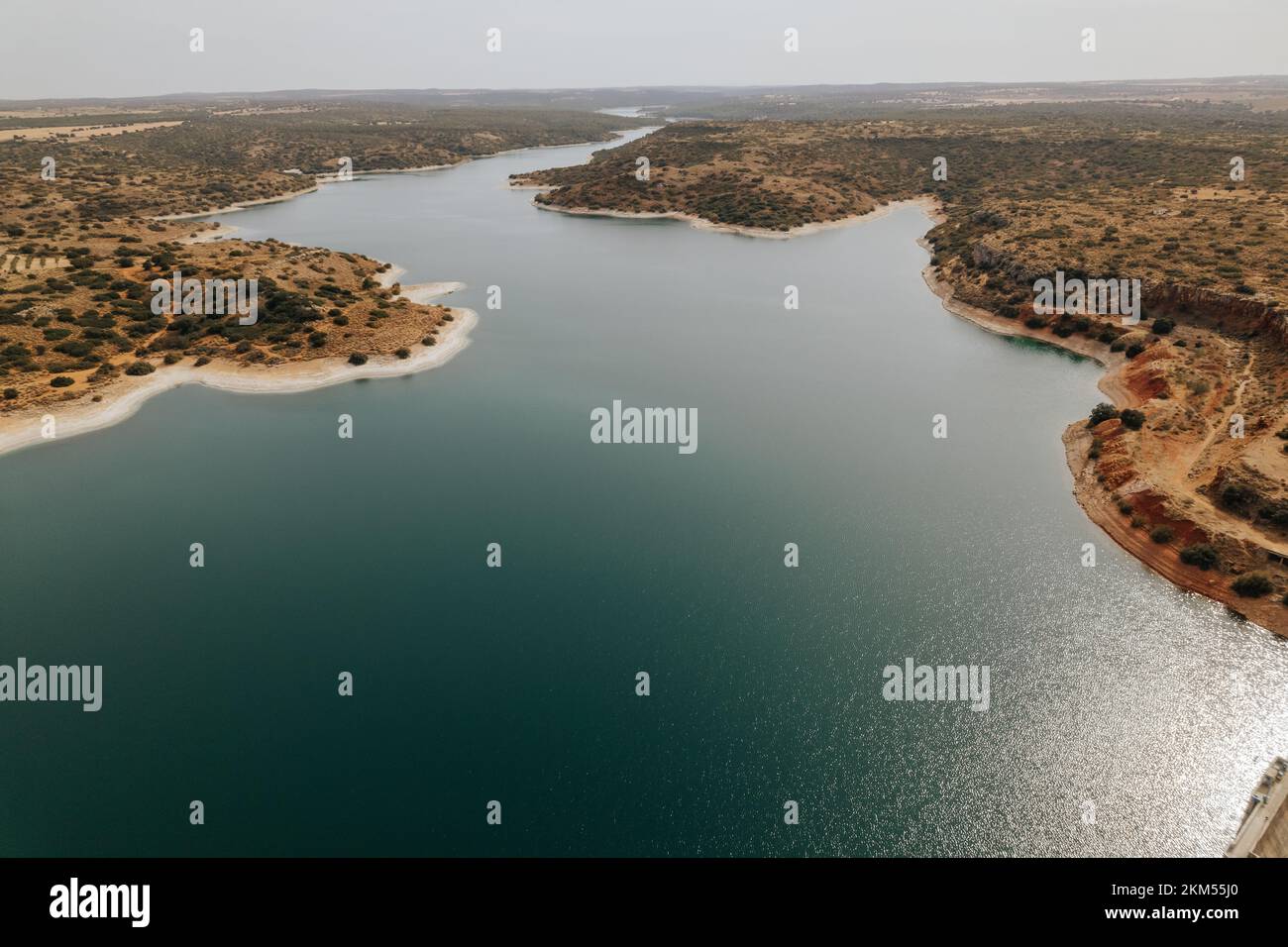 An aerial of scenic lake El Embarcadero in Spain Stock Photo - Alamy