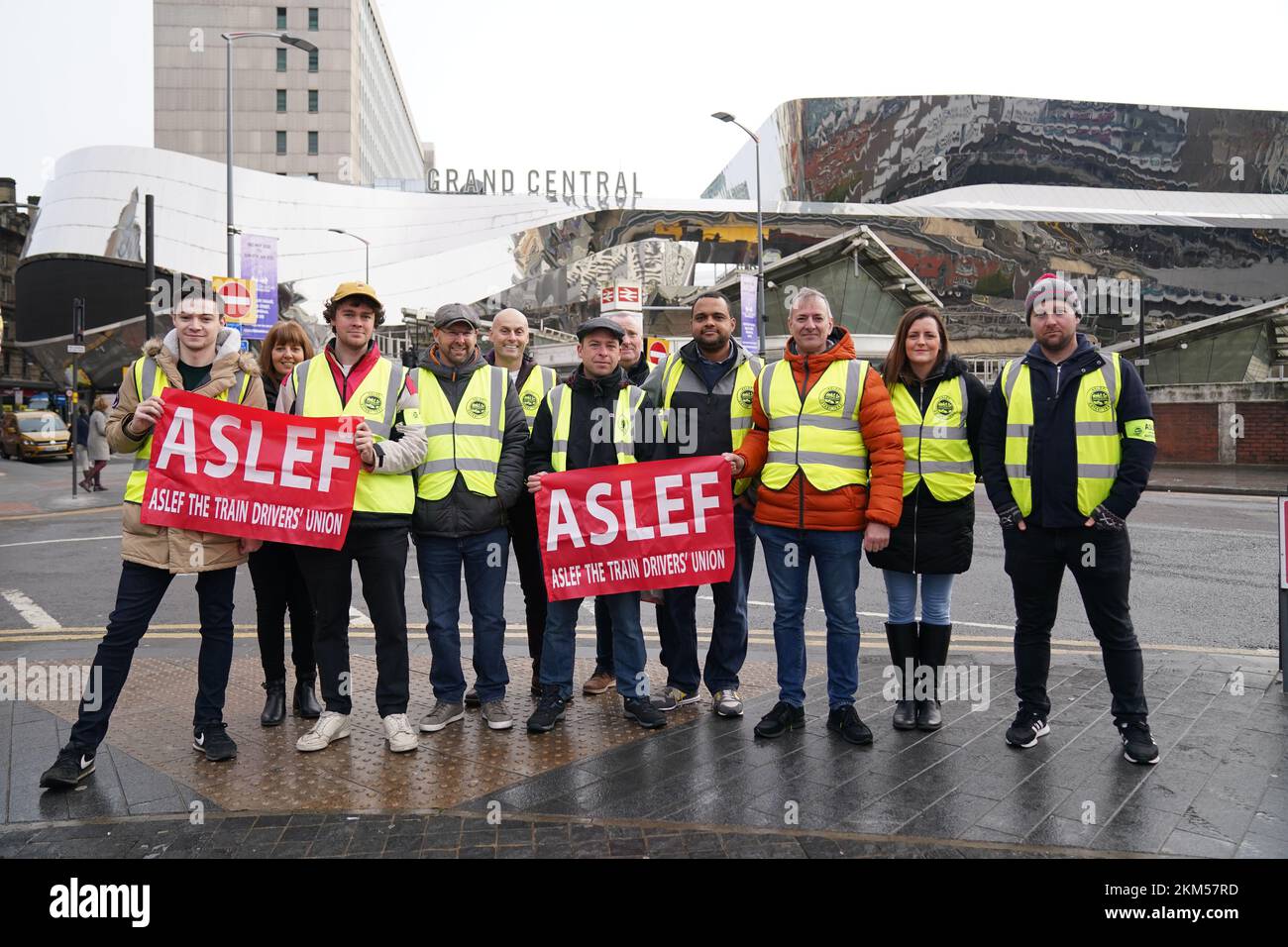 Rail workers on the picket line at Grand Central Station in Birmingham ...