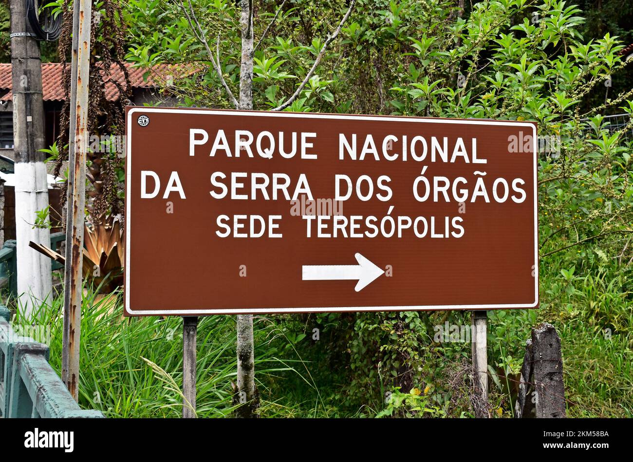 TERESOPOLIS, RIO DE JANEIRO, BRAZIL - October 25, 2022: Metallic sign ...
