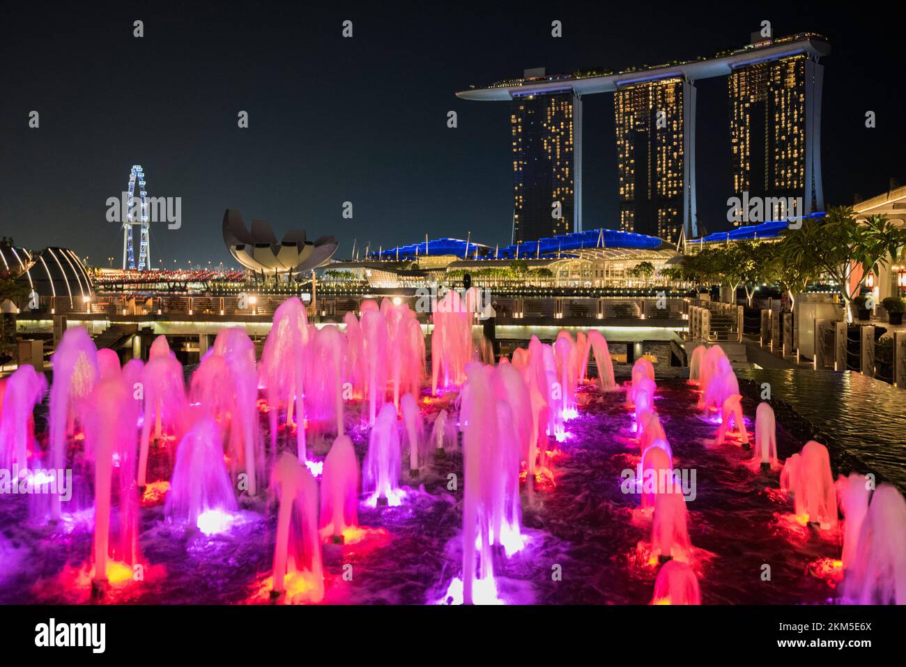 Singapore City, Singapore-September 08,2019: Night view at modern ...