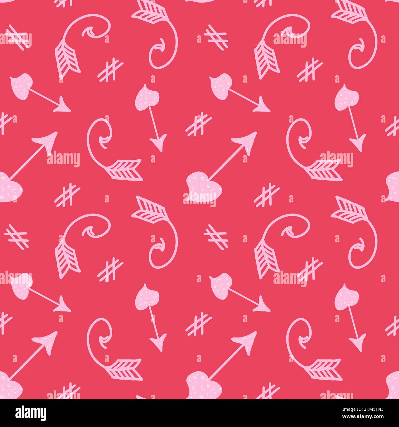 Simple seamless doodle pattern for Valentines day. Pattern with cupids ...
