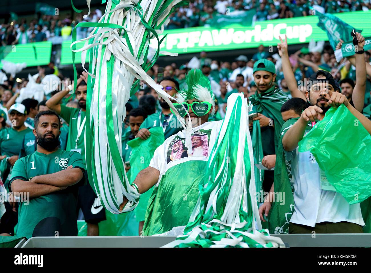 Saudi Arabia fans in the stands during the FIFA World Cup Group C match ...