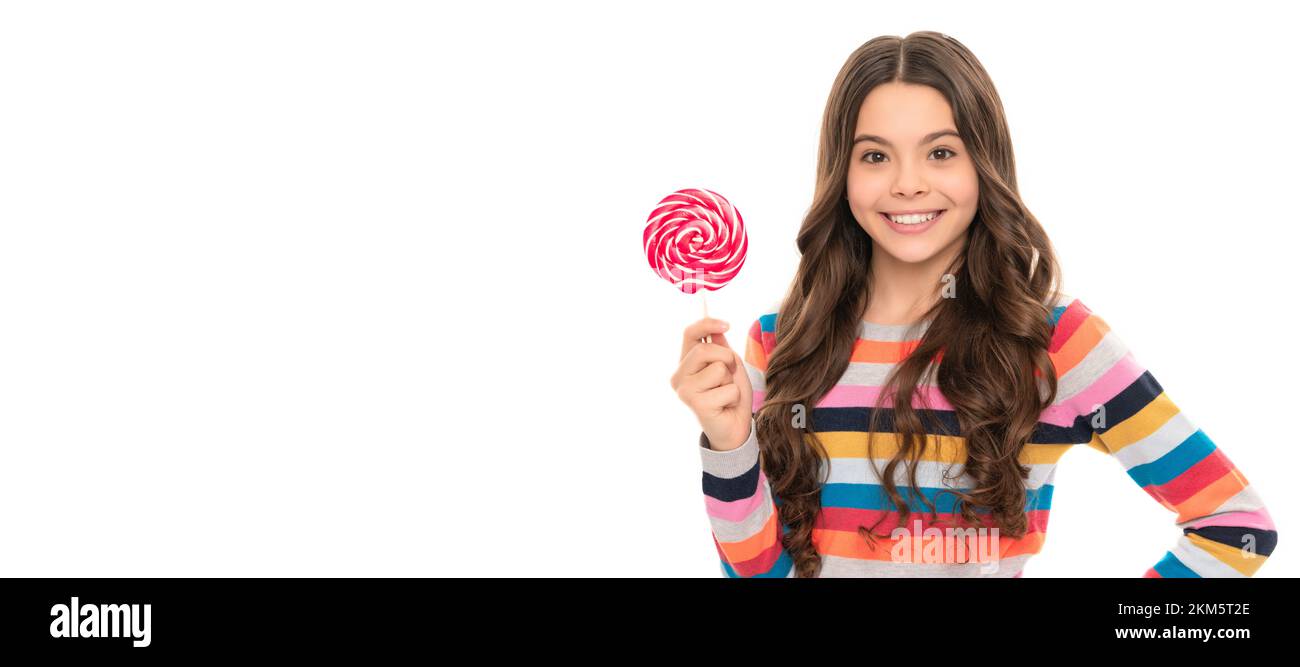 look here. caramel candy shop. childhood. Teenager child with sweets ...