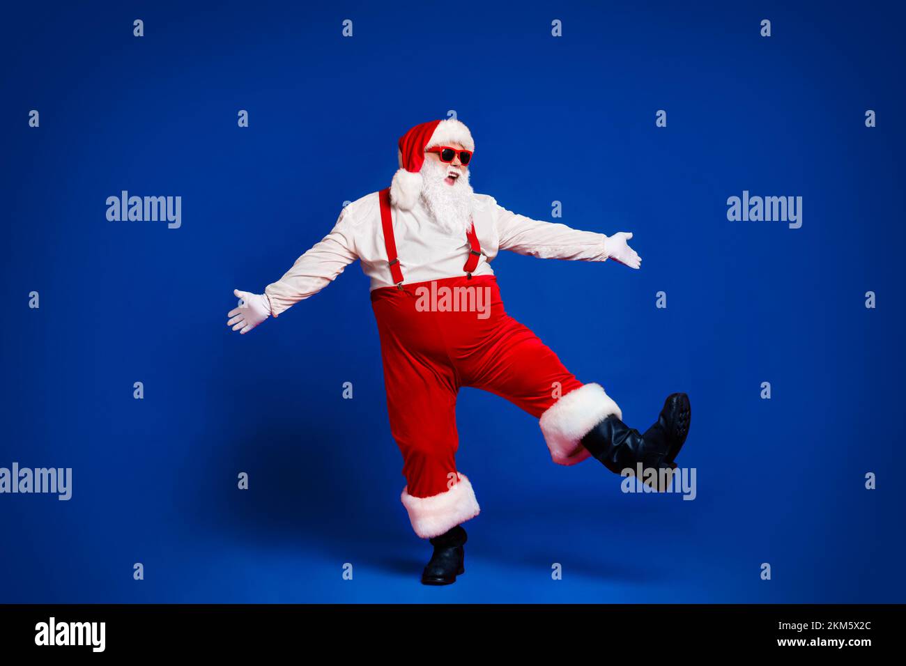 Full length body size view of his he attractive cheerful funny fat ...