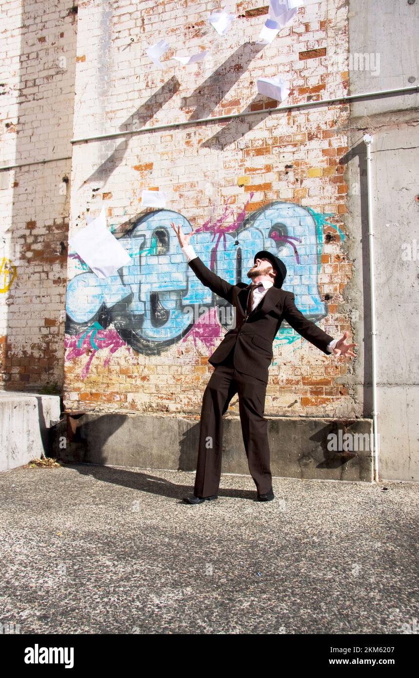 Man throws the paper vintage hi-res stock photography and images - Alamy