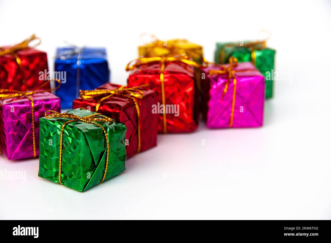 Christmas presents with on white background with customizable space for ...