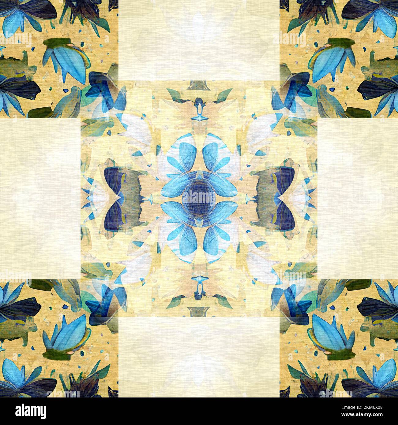 Floral patchwork quilt seamless pattern. Ornate geo swatch for exotic ...