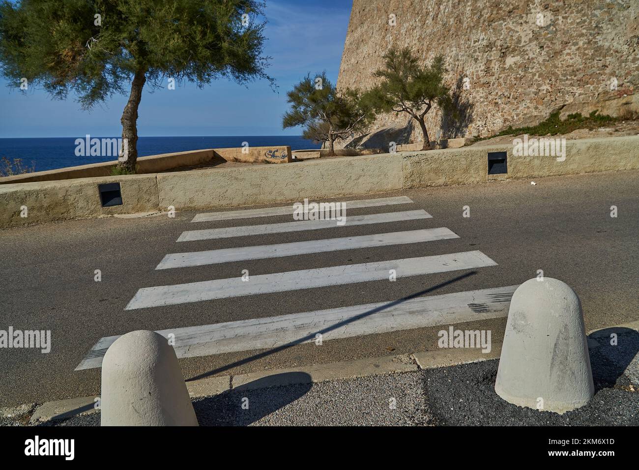zebra crossing in to nowhere in the city center of Calvi on Corsica ...