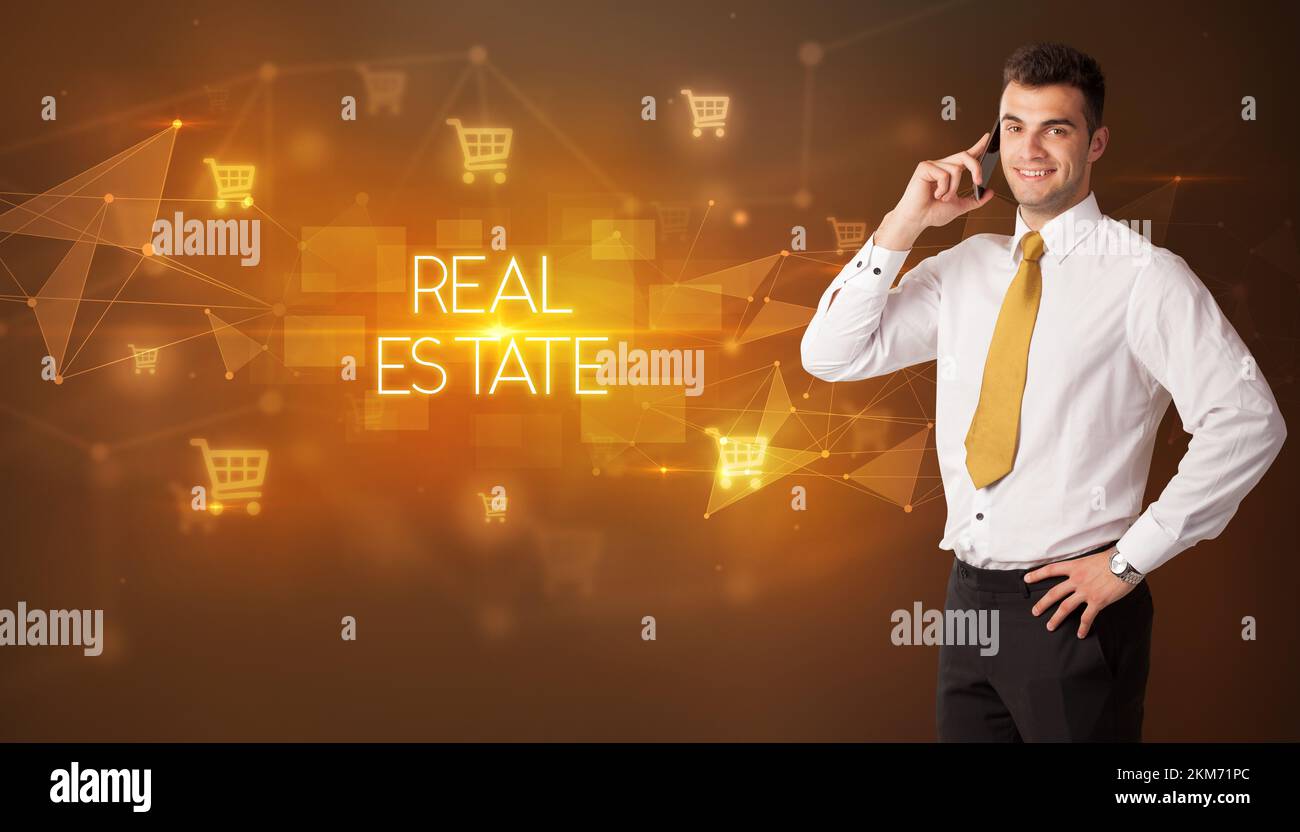 Businessman thinking about shopping concept Stock Photo - Alamy