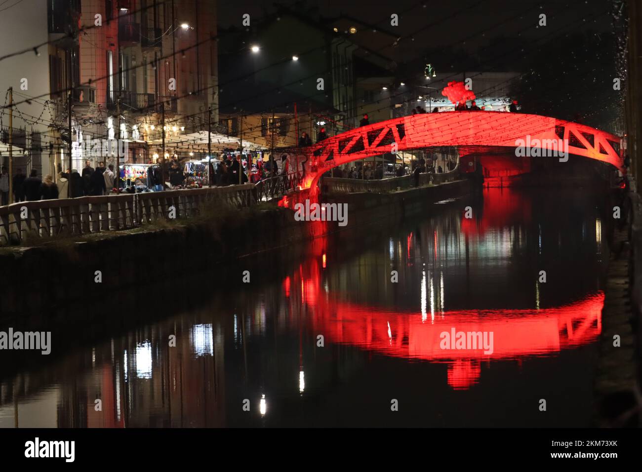 Navigli bridge lit up in red for the International Day for the ...