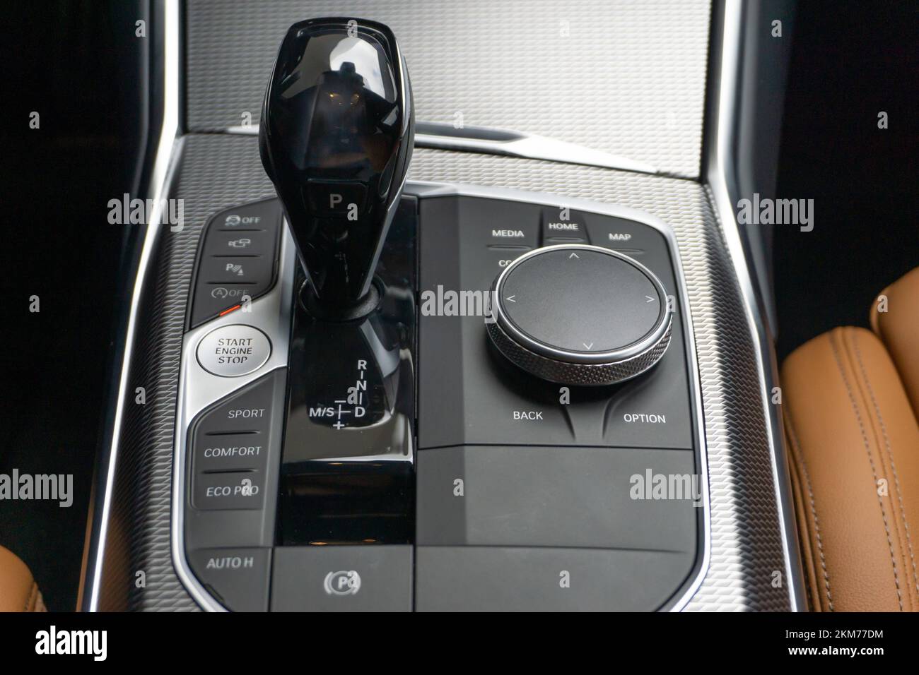 The automatic BMW M340i Center Console with car turned on Stock Photo ...