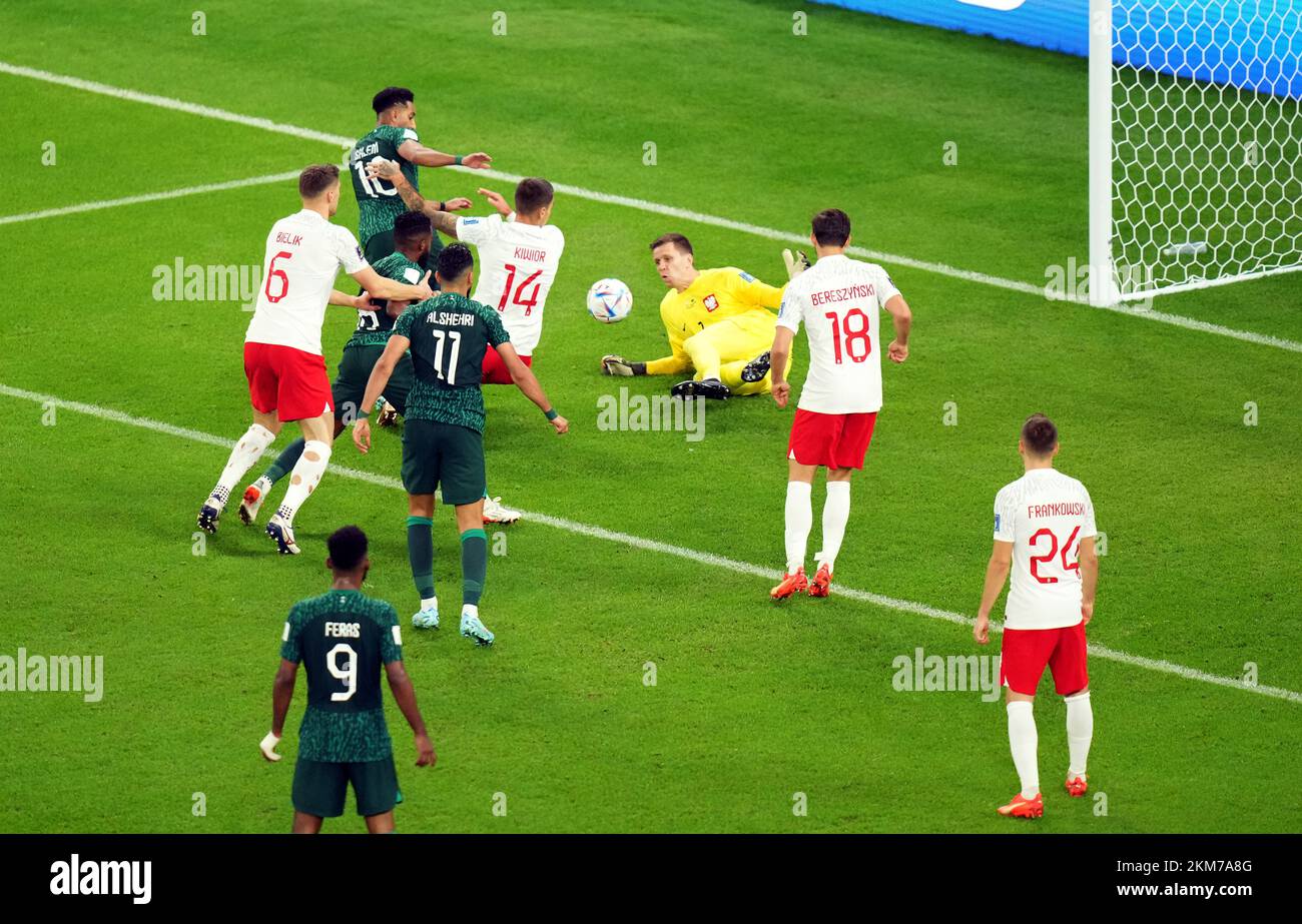 Poland goalkeeper Wojciech Szczesny makes a save during the FIFA World ...