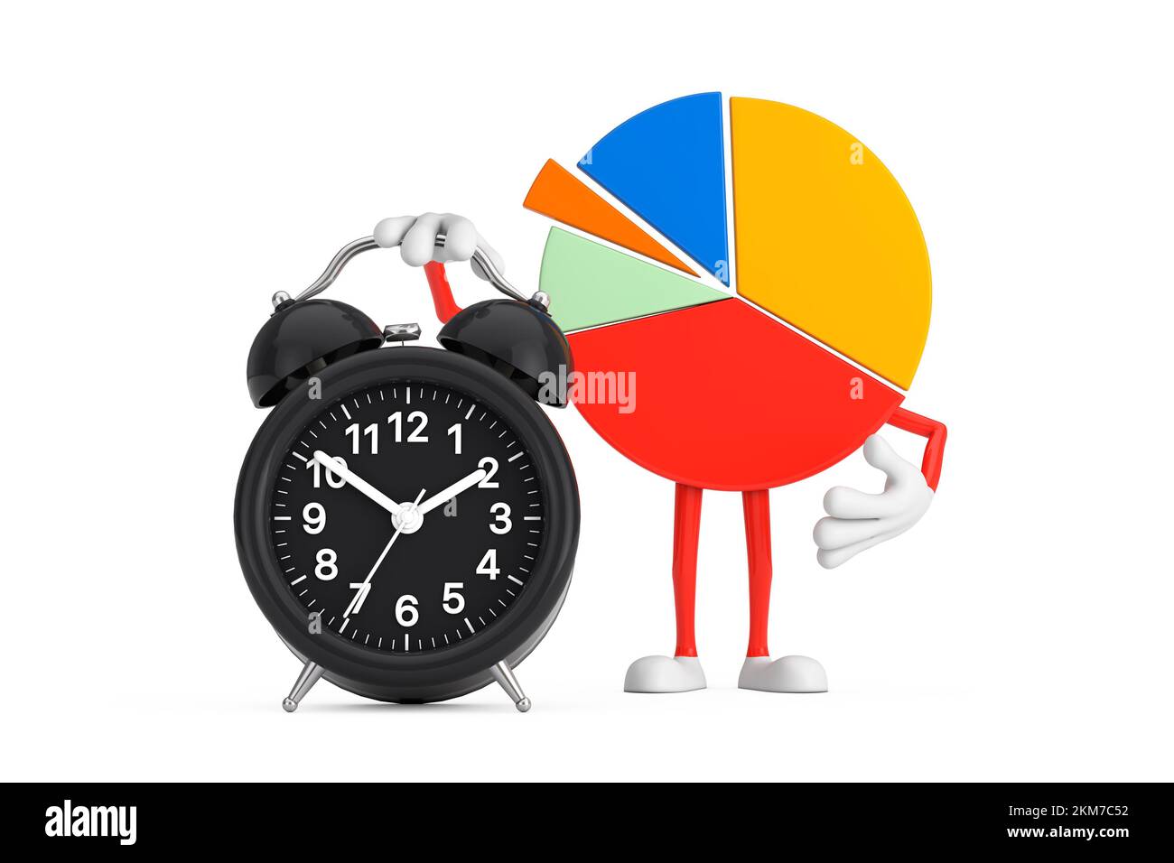 Info Graphics Business Pie Chart Character Person with Alarm Clock on a ...