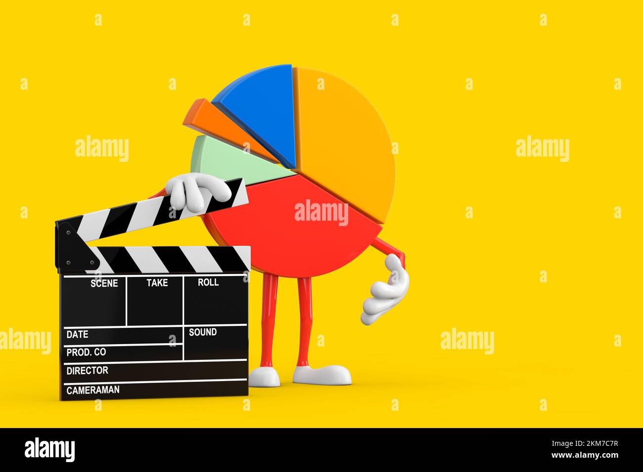 Info Graphics Business Pie Chart Character Person with Movie Clapper ...