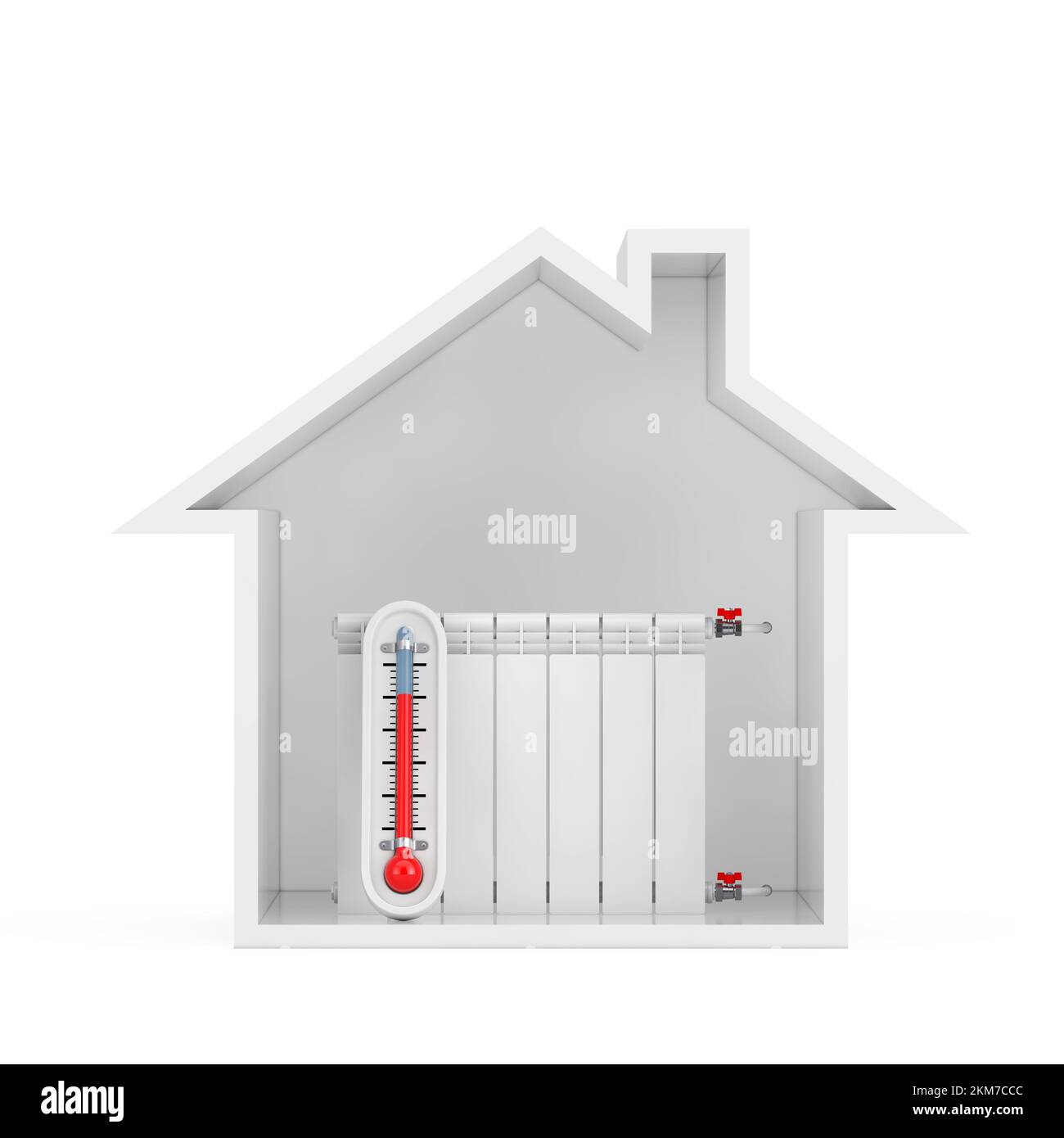 Outdoor Thermometer with Modern Heating Radiator in Abstract House ...